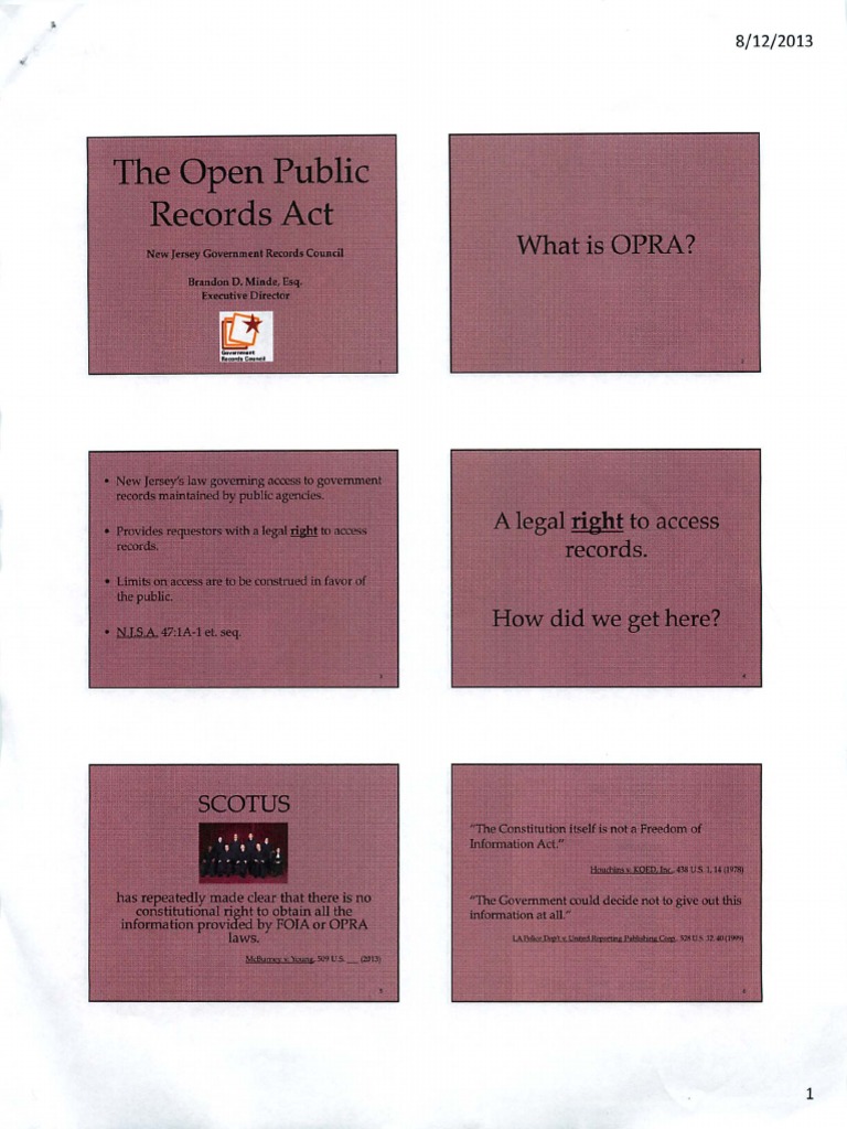 Understanding New Jersey's OPRA Law | PDF | Arrest | Freedom Of ...