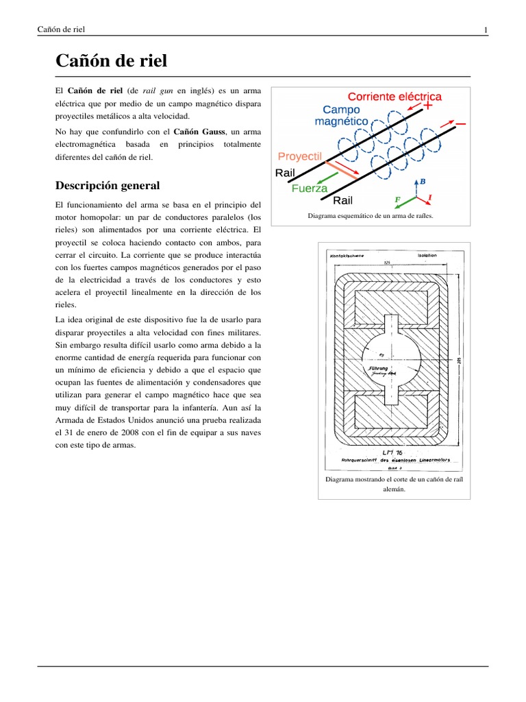 Cañón de Riel | PDF | Proyectiles | Fuerza