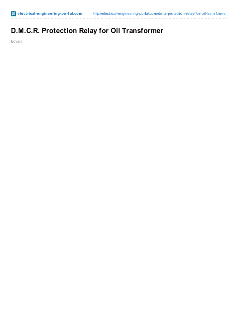 DMCR Protection Relay For Oil Transformer | Download Free PDF ...