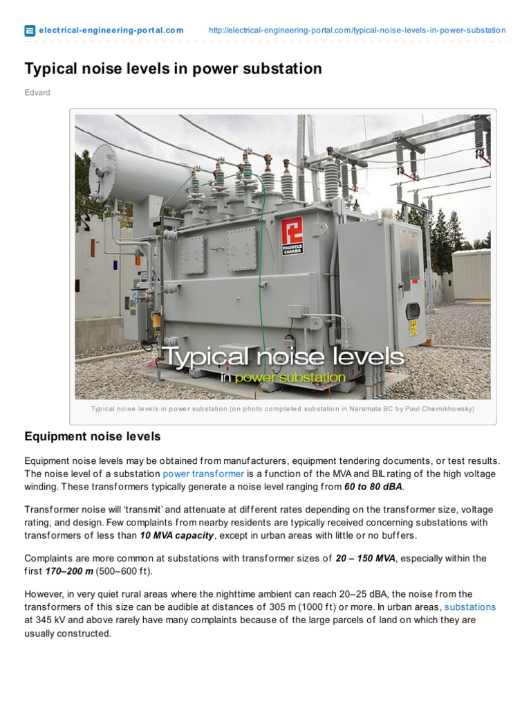 Substation Noise Levels Explained | PDF