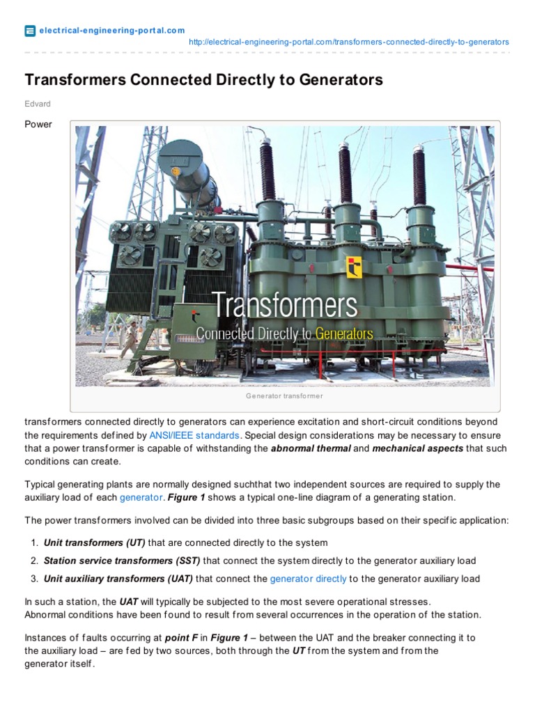 Design Considerations for Power Transformers Connected Directly to ...