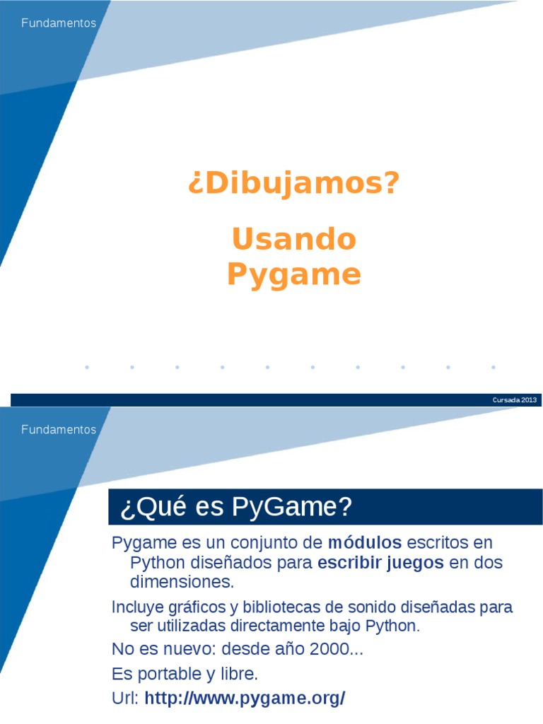Clase Pygame | PDF | Python (lenguaje de programación) | Color