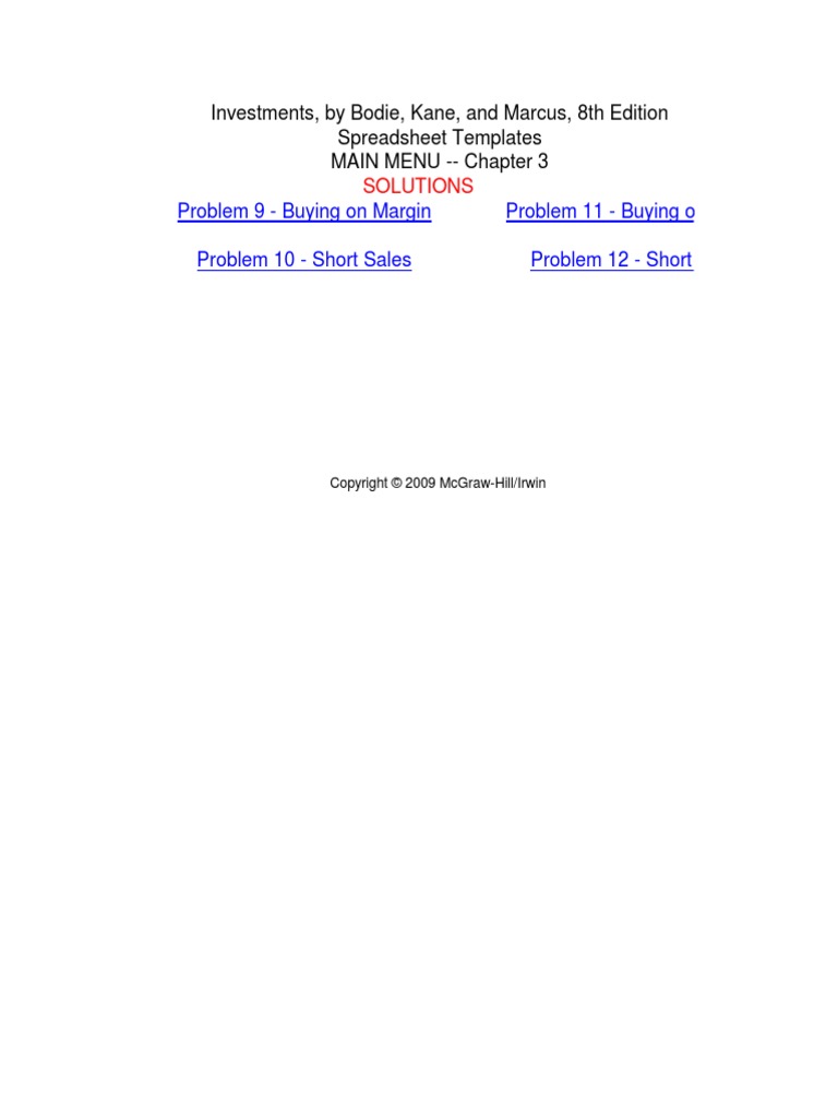 Chapter 3 Excel Spreadsheet Solutions Pdf Margin Finance