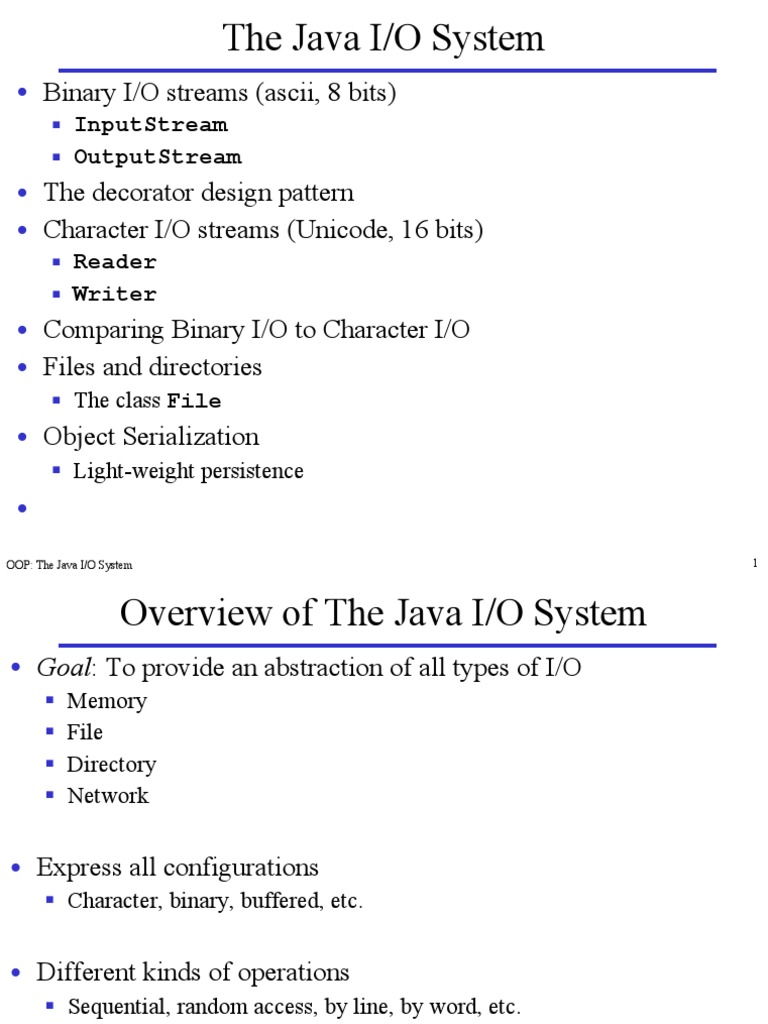 The Java I/O System | PDF | Class (Computer Programming) | Object ...