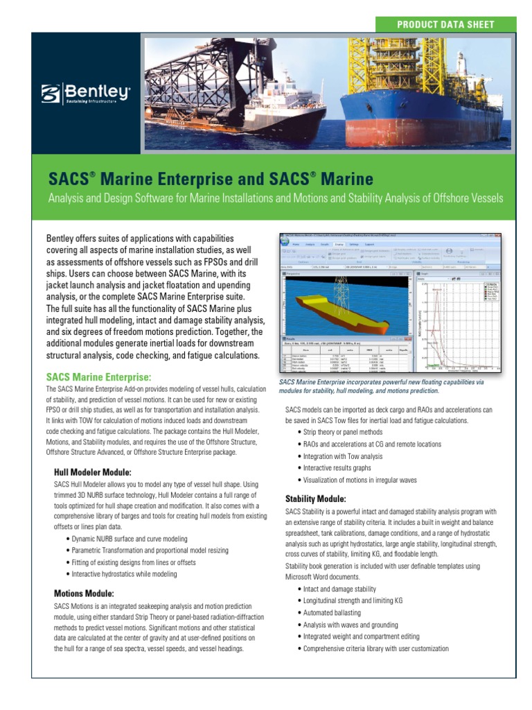 SACS Marine Data Sheet | Download Free PDF | Buoyancy | Hull (Watercraft)