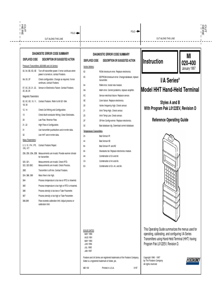 Foxboro Handheld Terminal HHT-AAEFNB | PDF | Flow Measurement | Transmitter