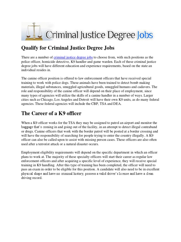 Criminal Justice Degree Jobs | PDF | Toxicology | Paralegal