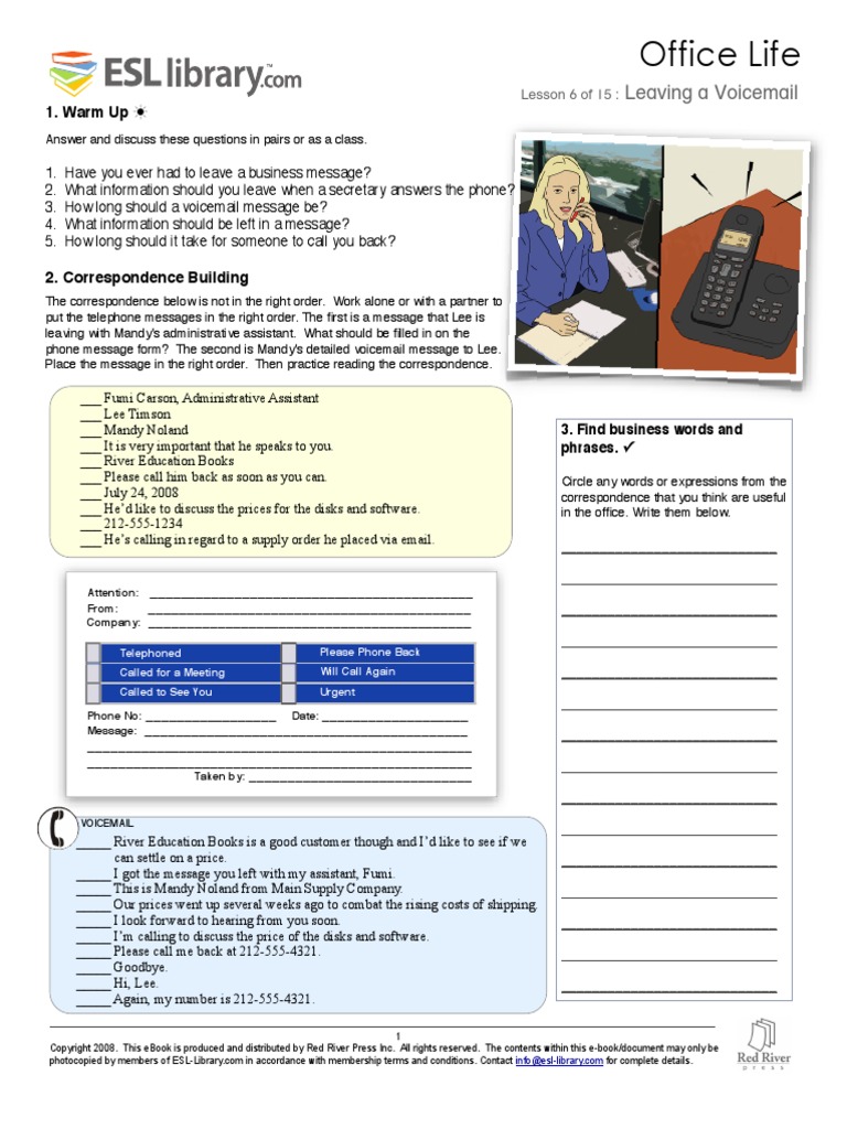 6.leaving A Voicemail | PDF | Voicemail | Telephone