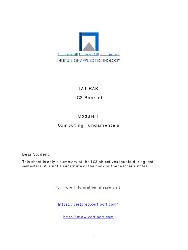 IC3 Module1 Computing Fundamentals | PDF | Computer File | Operating System
