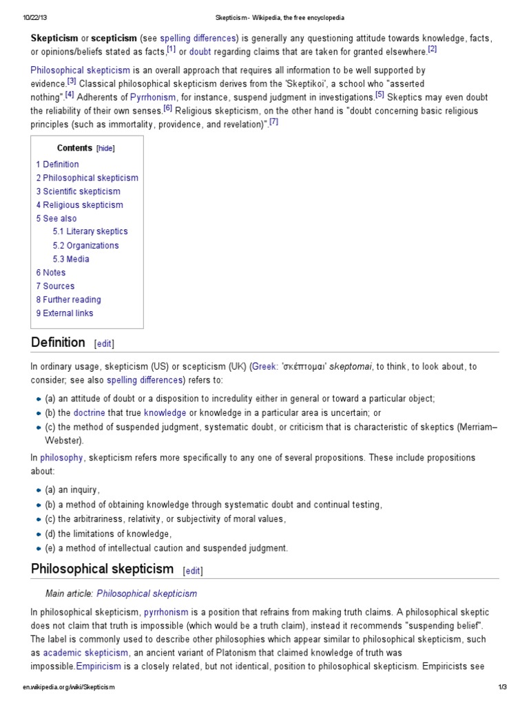 Skepticism A | PDF | Skepticism | Western Philosophy