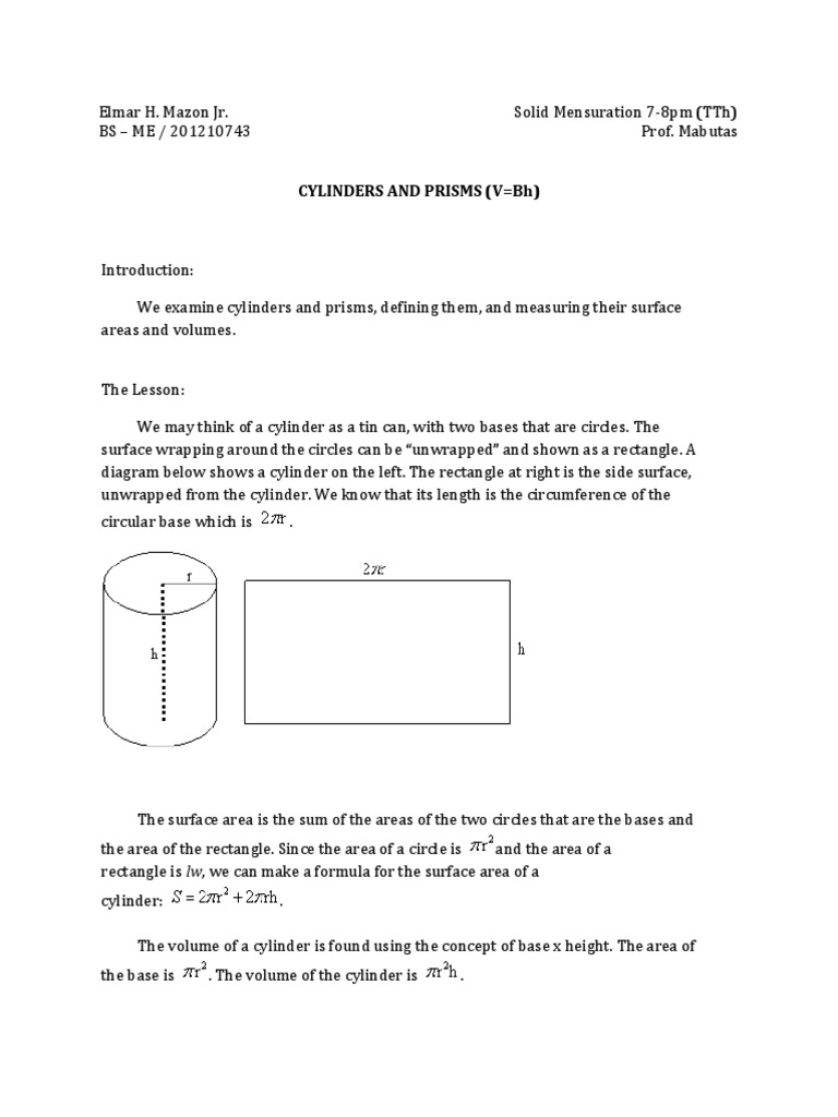 Lesson On Solid Mensuration | PDF | Area | Triangle