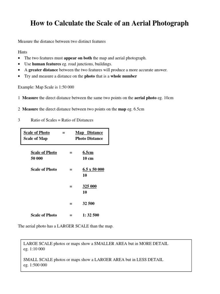 Calculating The Scale of Aerial Photo | PDF
