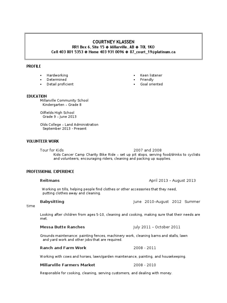 Courtney Klassen's Brief Resume | PDF