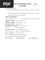 Logarithmic Formulas Sheet | PDF | Teaching Methods & Materials