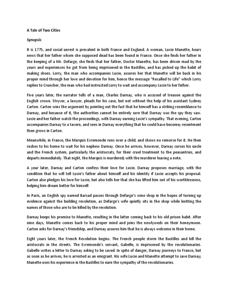 A Tale of Two Cities Synopsis and Analysis | PDF | A Tale Of Two Cities