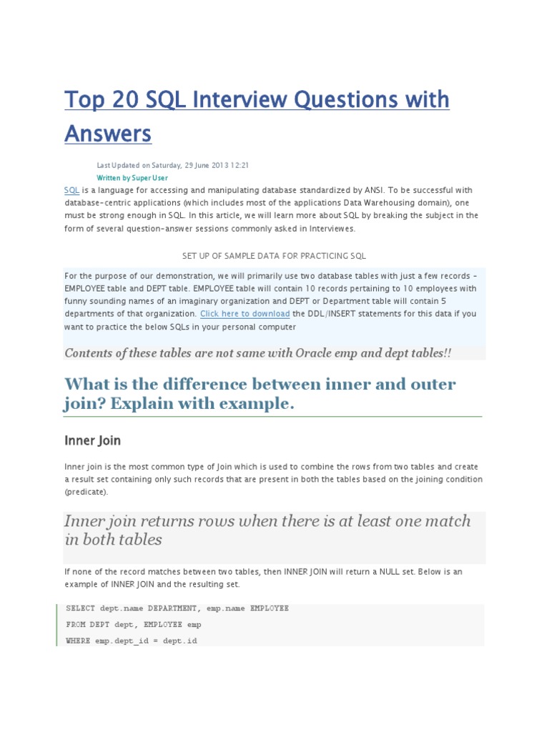SQL Interview Questions | Sql | Data Management | Free 30-day Trial ...