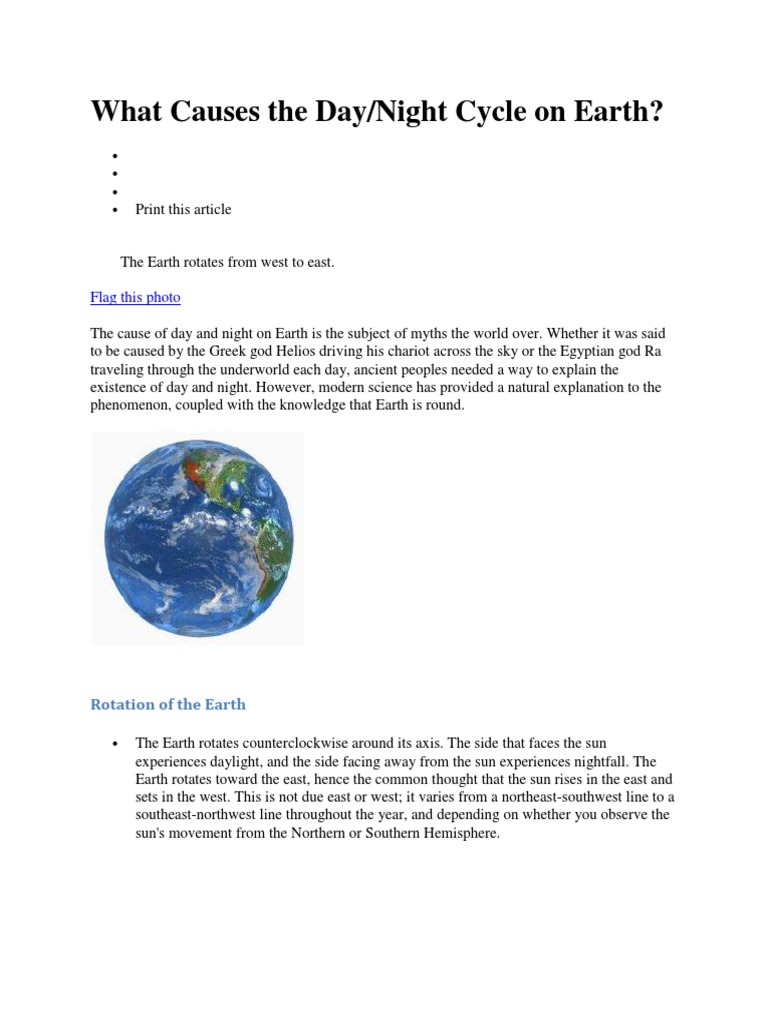 What Causes The Day/Night Cycle On Earth?: Flag This Photo | PDF ...