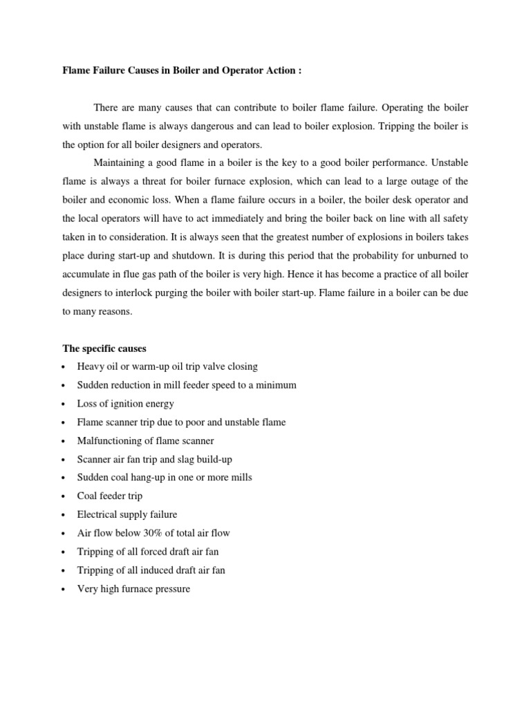 Flame Failure Trip Causes | PDF | Boiler | Furnace