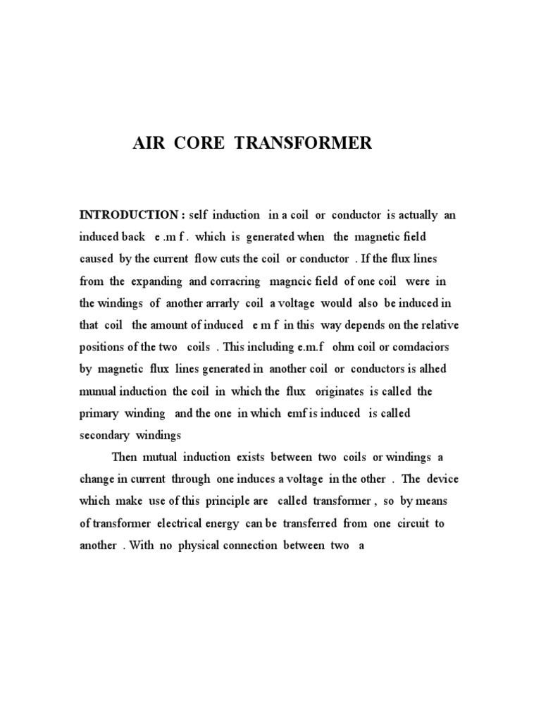 Air Core Transformer | PDF | Transformer | Inductor