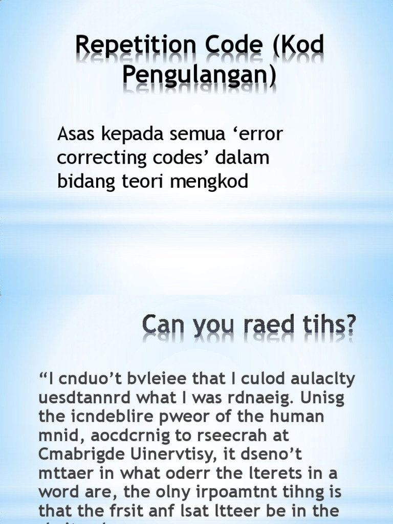 Repetition Code (Kod Pengulangan) | PDF