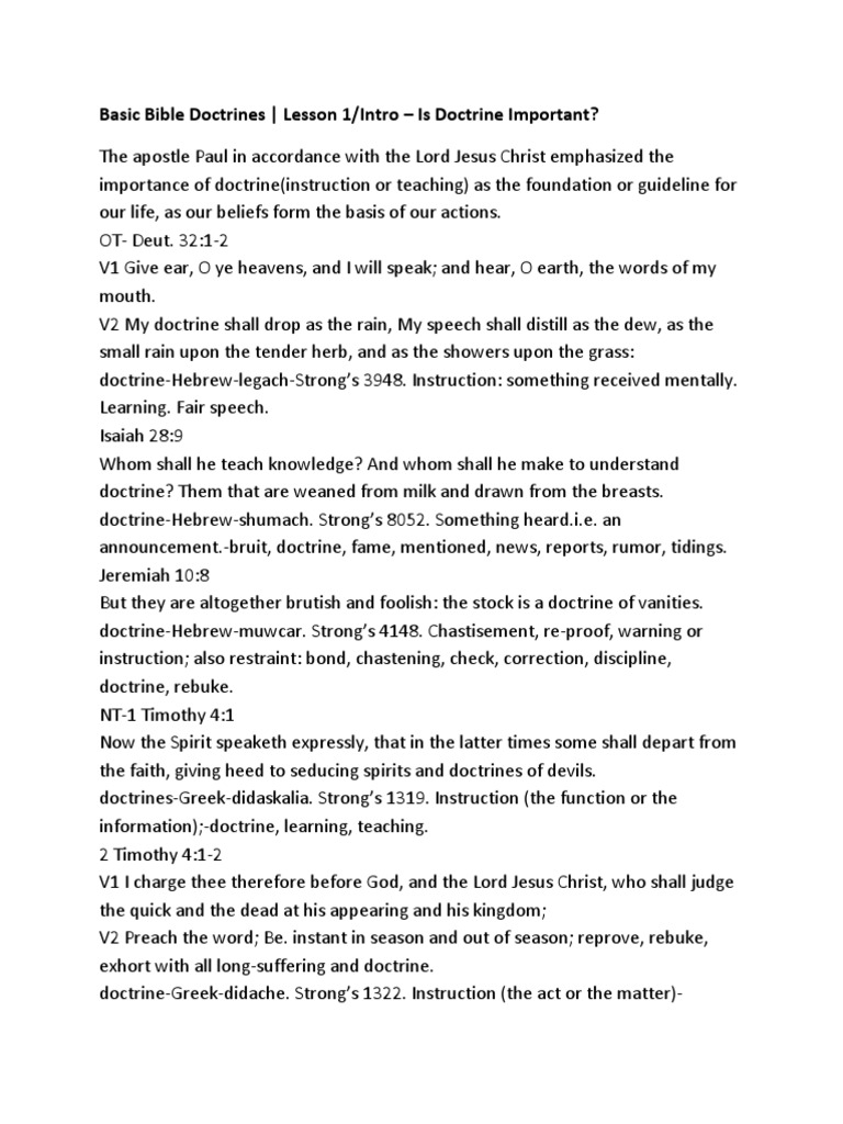 Basic Bible Doctrines Lesson 1 | PDF | Revelation | God