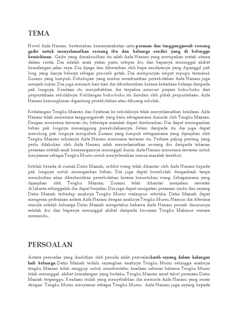 Novel Azfa Hanani | PDF