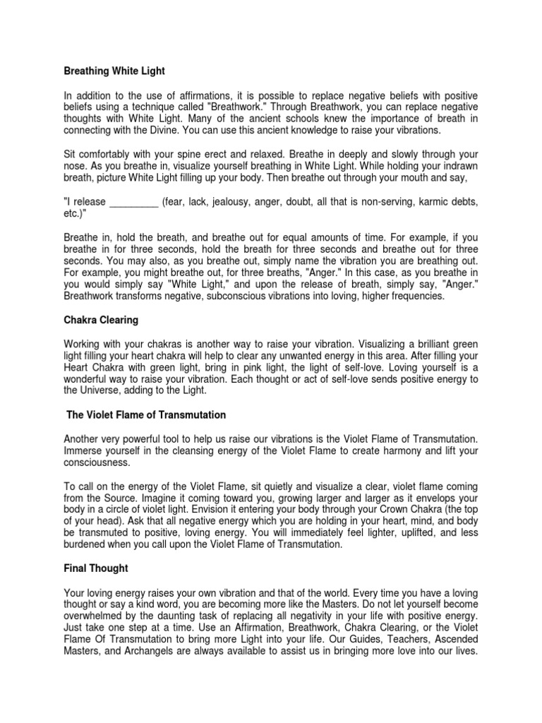 Breathing White Light | PDF | Chakra | Anger