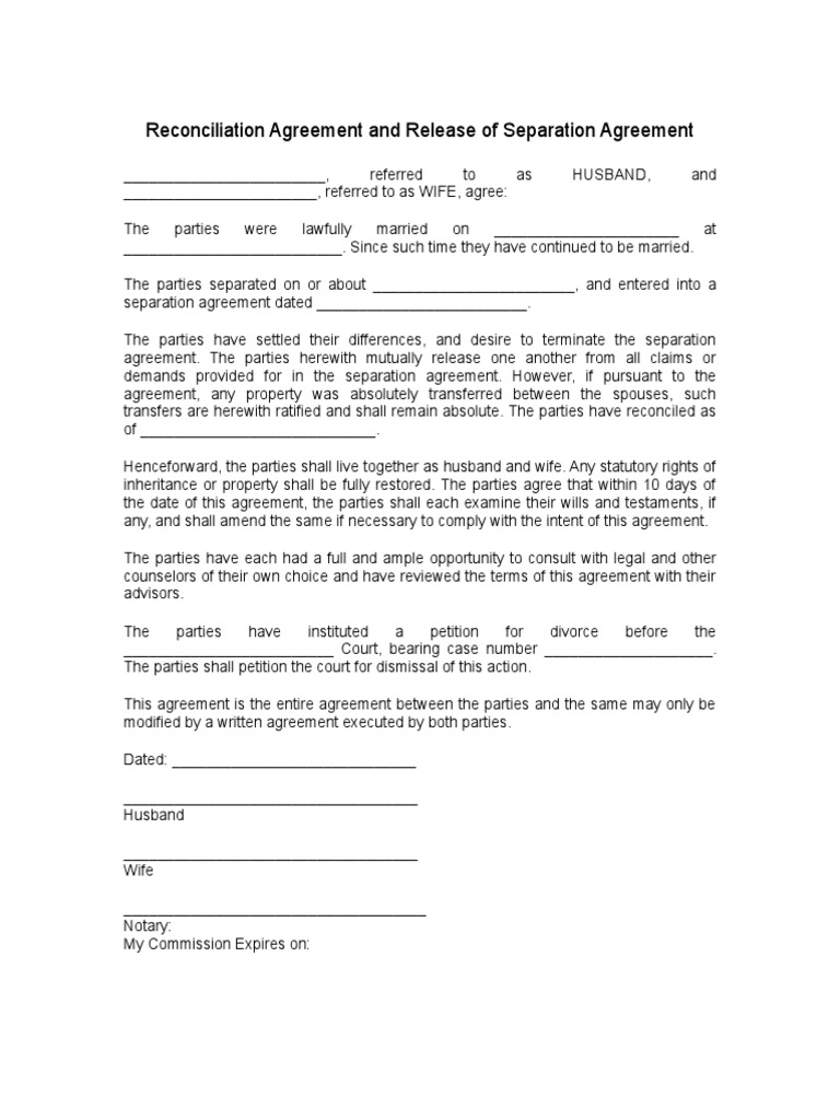 Reconciliation Agreement | PDF | Finance & Money Management | Law