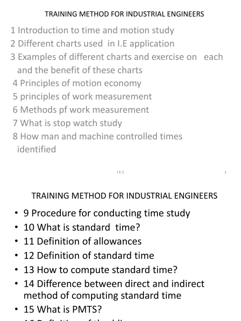 Industrial Engineering Training | PDF
