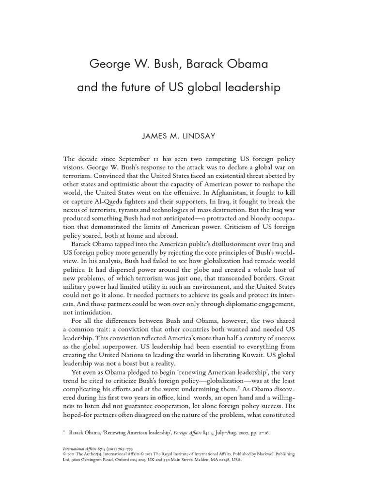Future of Us Global Leadership | PDF | George W. Bush | American Government