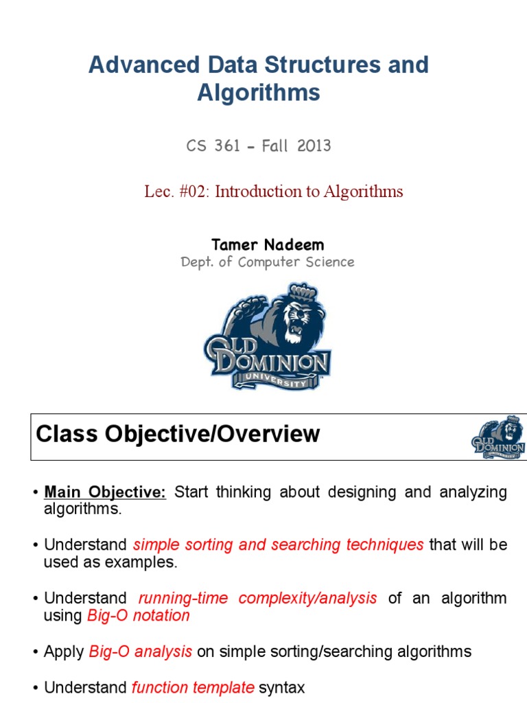 CS361 Algorithms Course Introduction | PDF | Time Complexity | Recursion