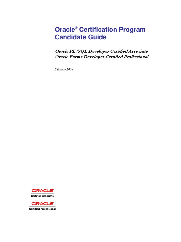 Oracle Certification Program Candidate Guide Pdf Oracle Database