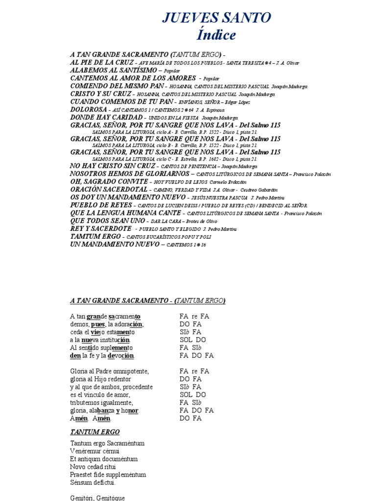 07 - Cantos de Jueves Santo | PDF | Cristo (título) | eucaristía