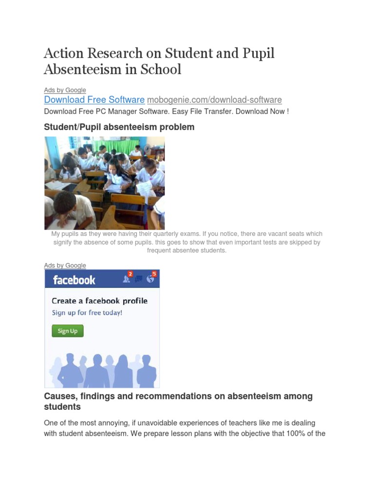 Action Research On Student and Pupil Absenteeism in School | PDF ...