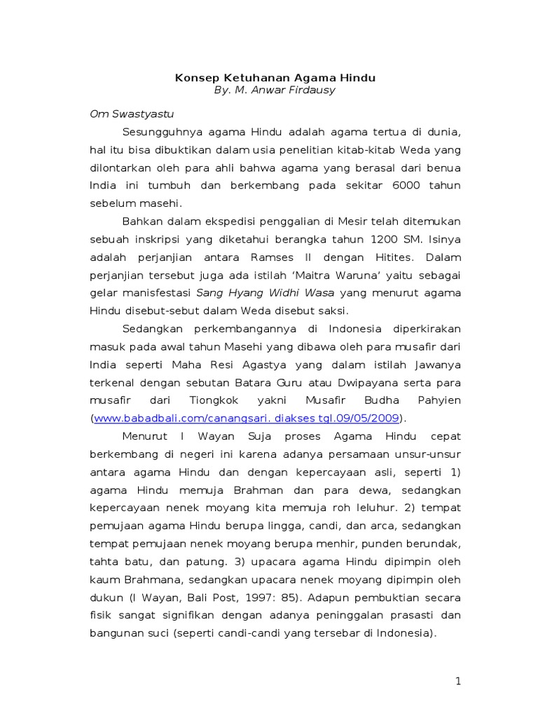 Konsep Ketuhanan Agama Hindu | PDF | Agama & Spiritualitas