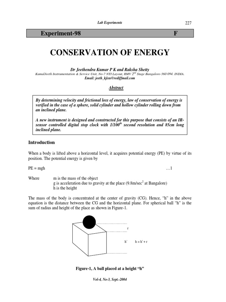 Conservation of Energy | PDF | Friction | Potential Energy