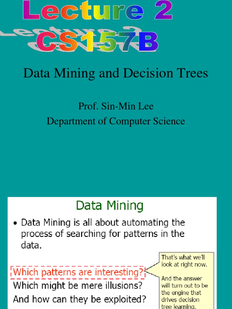 Data Mining and Decision Trees: Prof. Sin-Min Lee Department of ...