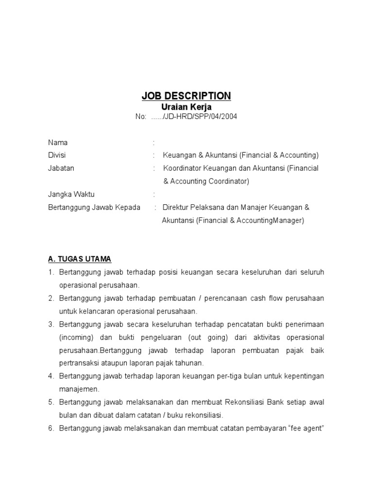 Contoh Job Description | PDF