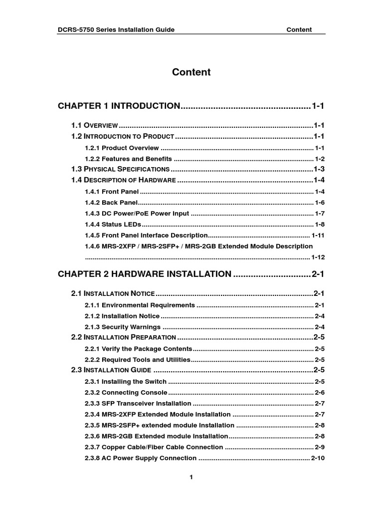 DCRS-5750 Series Installation Guide | PDF | Power Supply | Network Switch