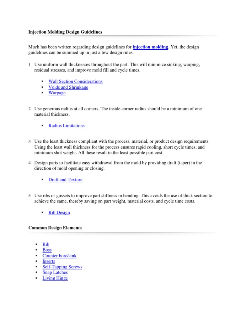 Injection Molding Design Guidelines | PDF | Deformation (Engineering ...