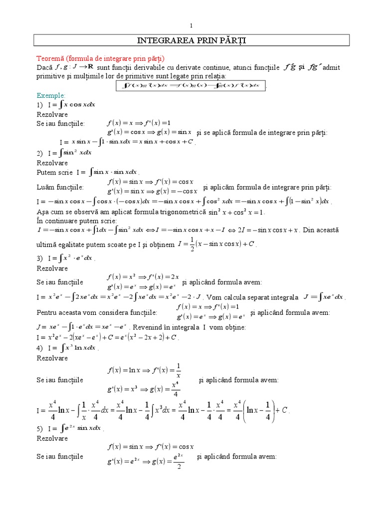 Integrarea Prin Parti | PDF