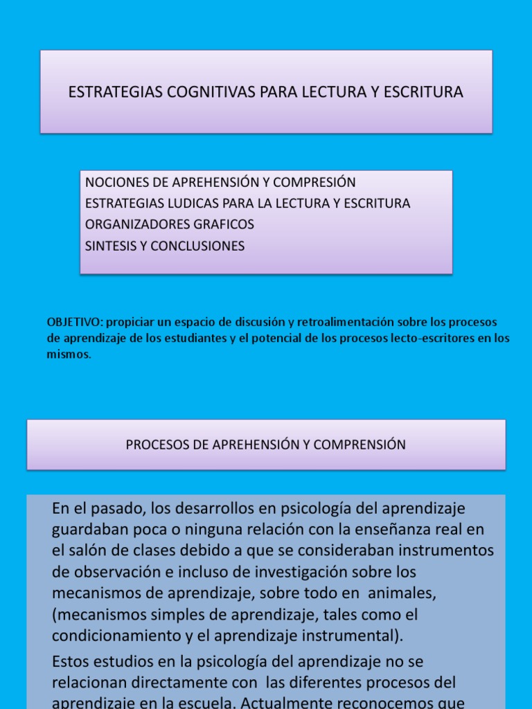 Estrategias Cognitivas Para Lectura y Escritura | Lectura (proceso ...