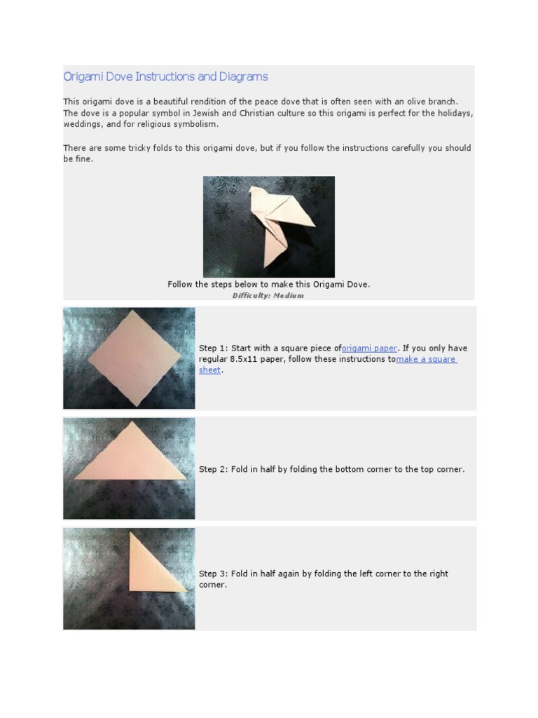 Origami Paper Dove Pattern