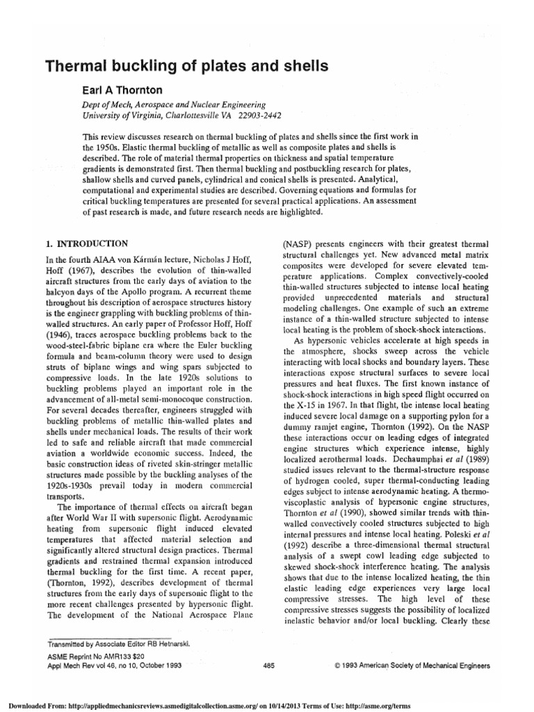 Article Review Thermal Buckling Plates Shells | PDF | Buckling ...