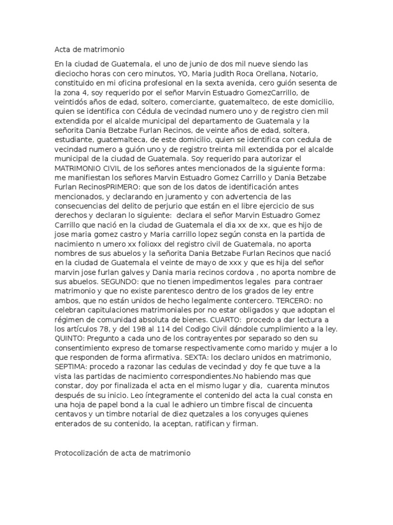 Ejercicios de Actas | PDF | Matrimonio | Instituciones sociales