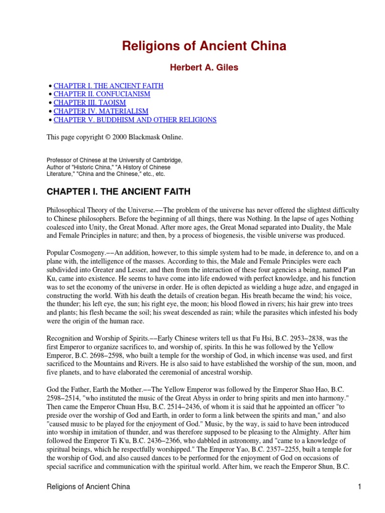 Religions of Ancient China | PDF | Confucianism | Confucius