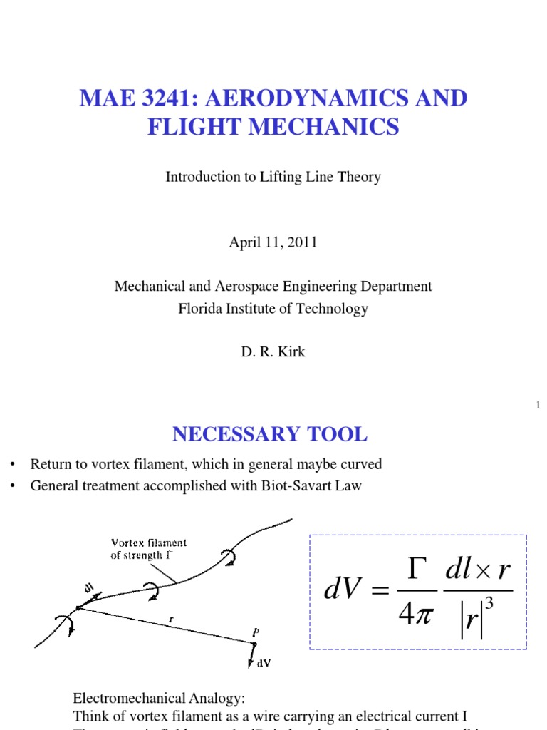 Introduction To Lifting Line Theory | PDF | Vortices | Lift (Force)