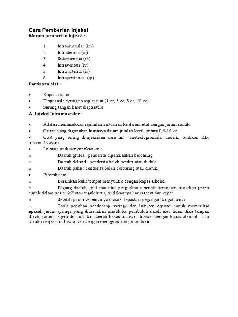 Cara Pemberian Injeksi | PDF