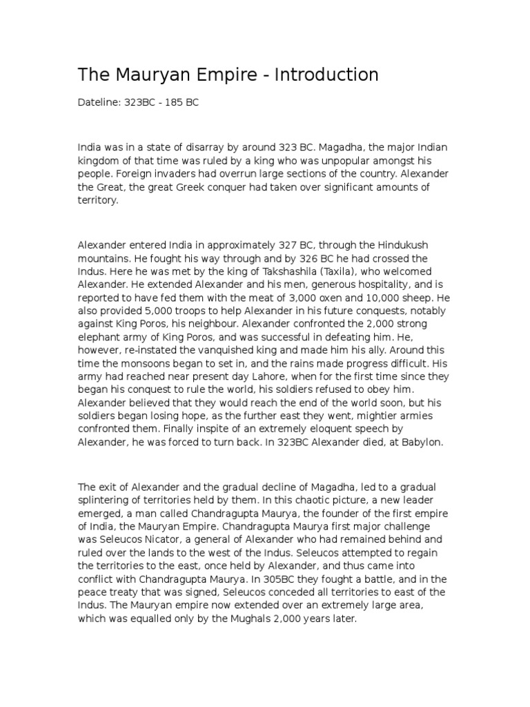 The Mauryan Empire - Introduction | PDF | Ashoka | Religion And Belief