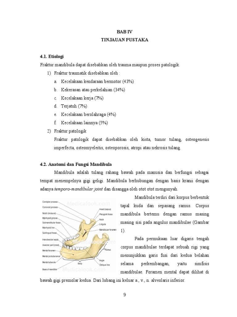 Patofisiologi dan Penatalaksanaan Fraktur Mandibula | PDF | Kesehatan ...